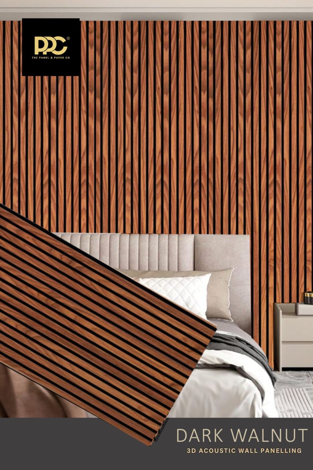 Dark Walnut Acoustic Wall Panel - THE PANEL & PAPER CO