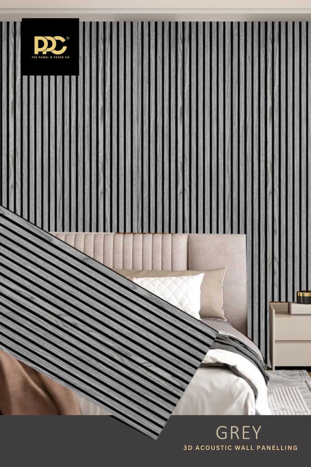 Grey Acoustic Wall Panel - THE PANEL & PAPER CO