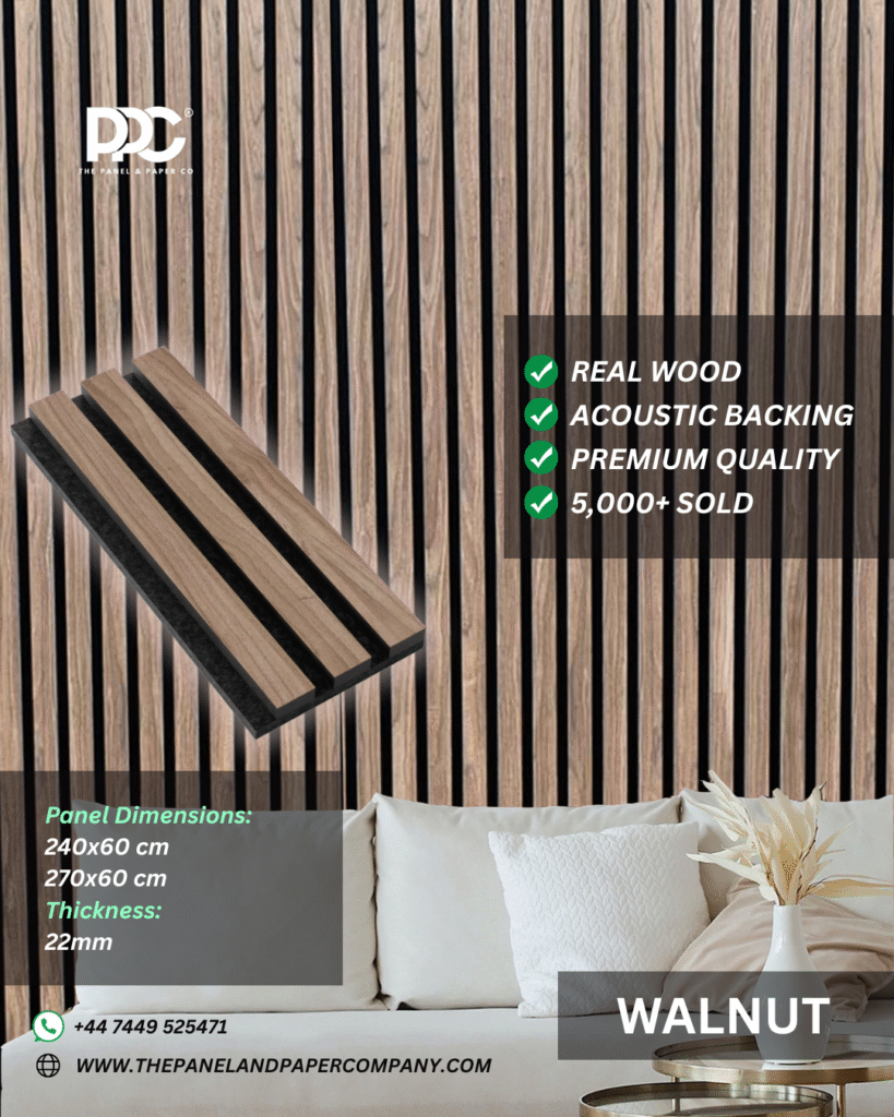 Walnut Acoustic Wall Panel - THE PANEL & PAPER CO