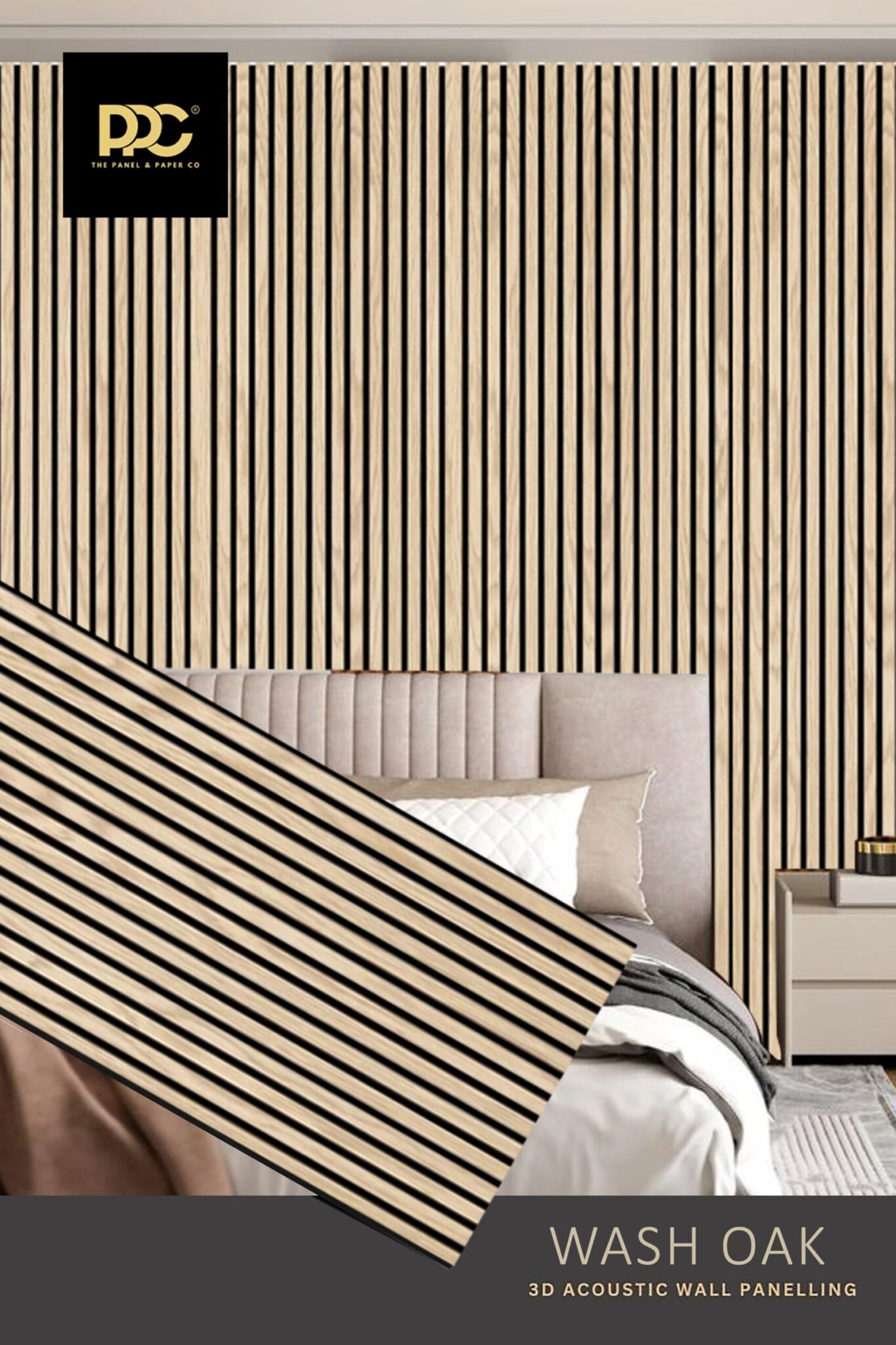 Wash Oak Acoustic Wall Panel - THE PANEL & PAPER CO