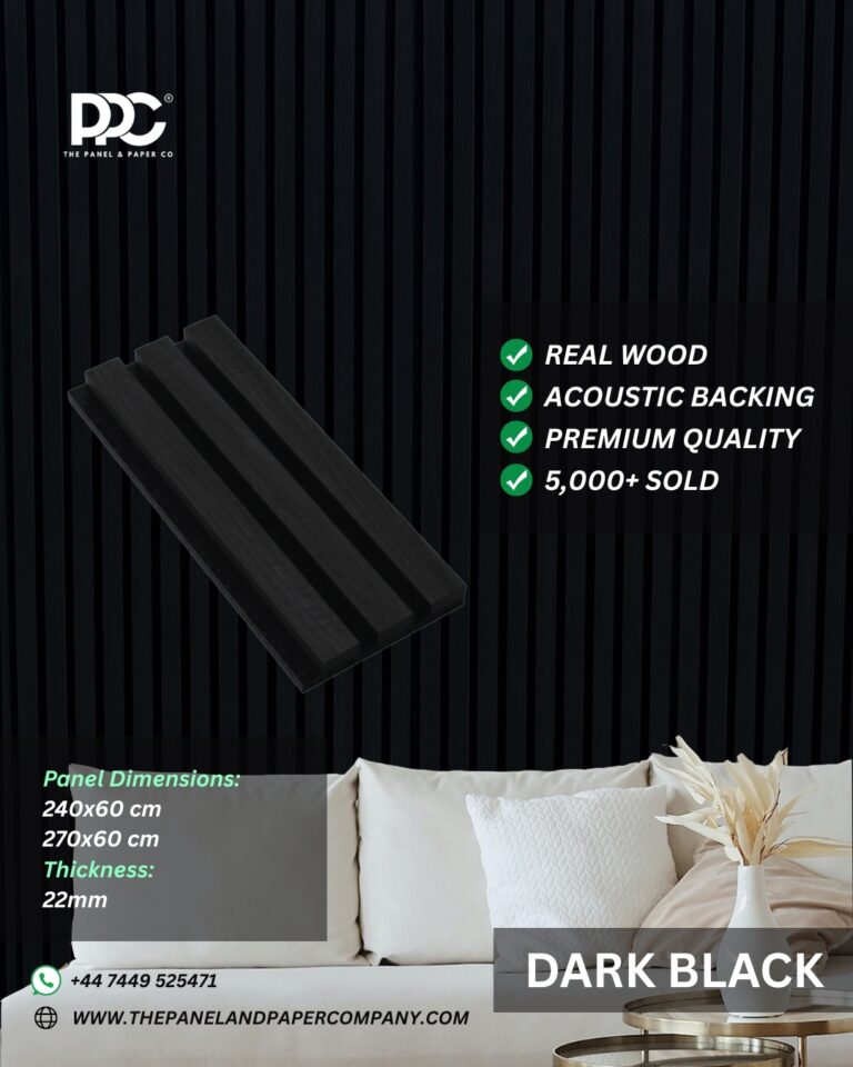 Dark Black Acoustic Wall Panel - THE PANEL & PAPER CO