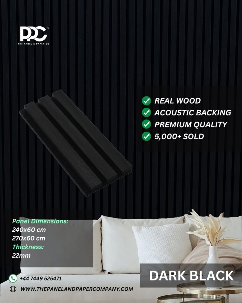 Dark Black Acoustic Wall Panel - THE PANEL & PAPER CO