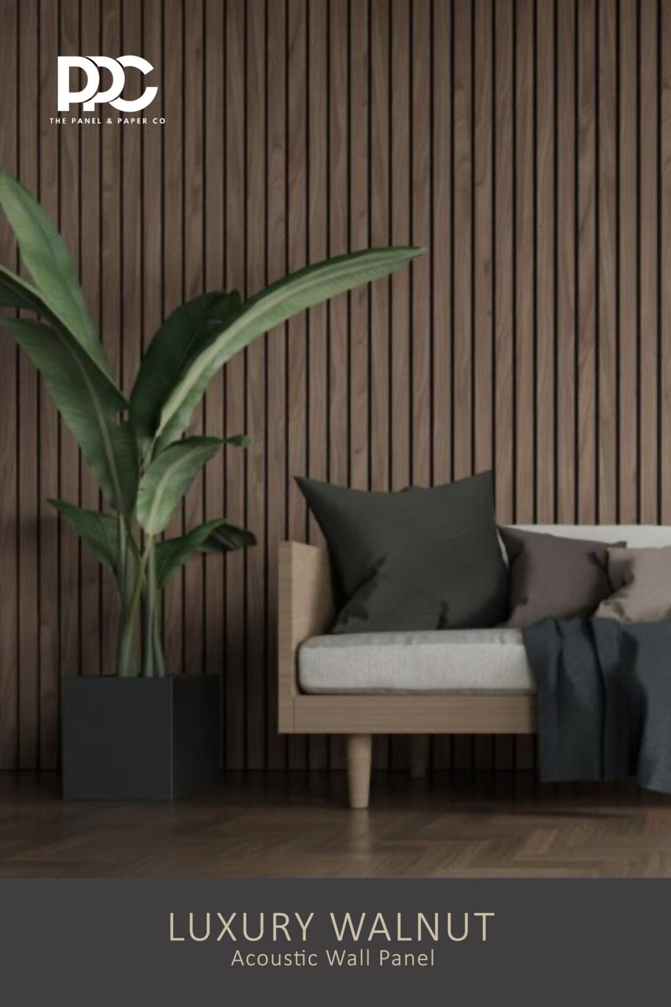 Walnut Luxury Acoustic Wall Panel - THE PANEL & PAPER CO
