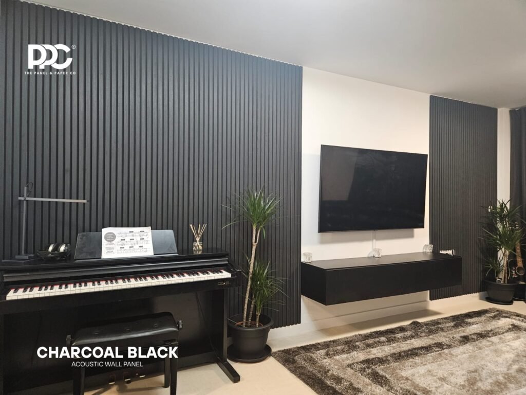 Charcoal Black Acoustic Wall Panel - THE PANEL & PAPER CO
